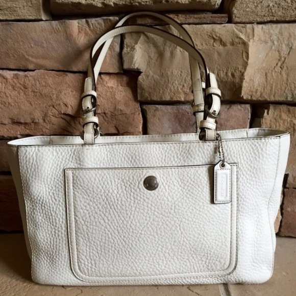 Coach | Bags | Coach Chelsea Ivory Pebbled Leather Tote Handbag | Poshmark